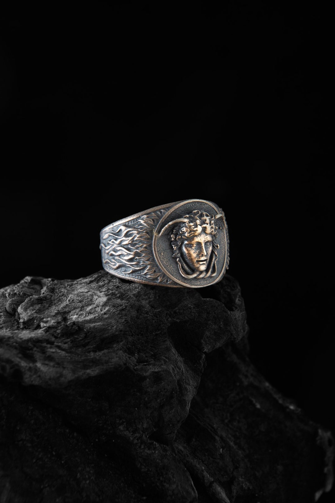 Medusa Head Ring Sterling Silver Mythological Jewelry Greek Mythology Gorgon Medusa Snake Head ...