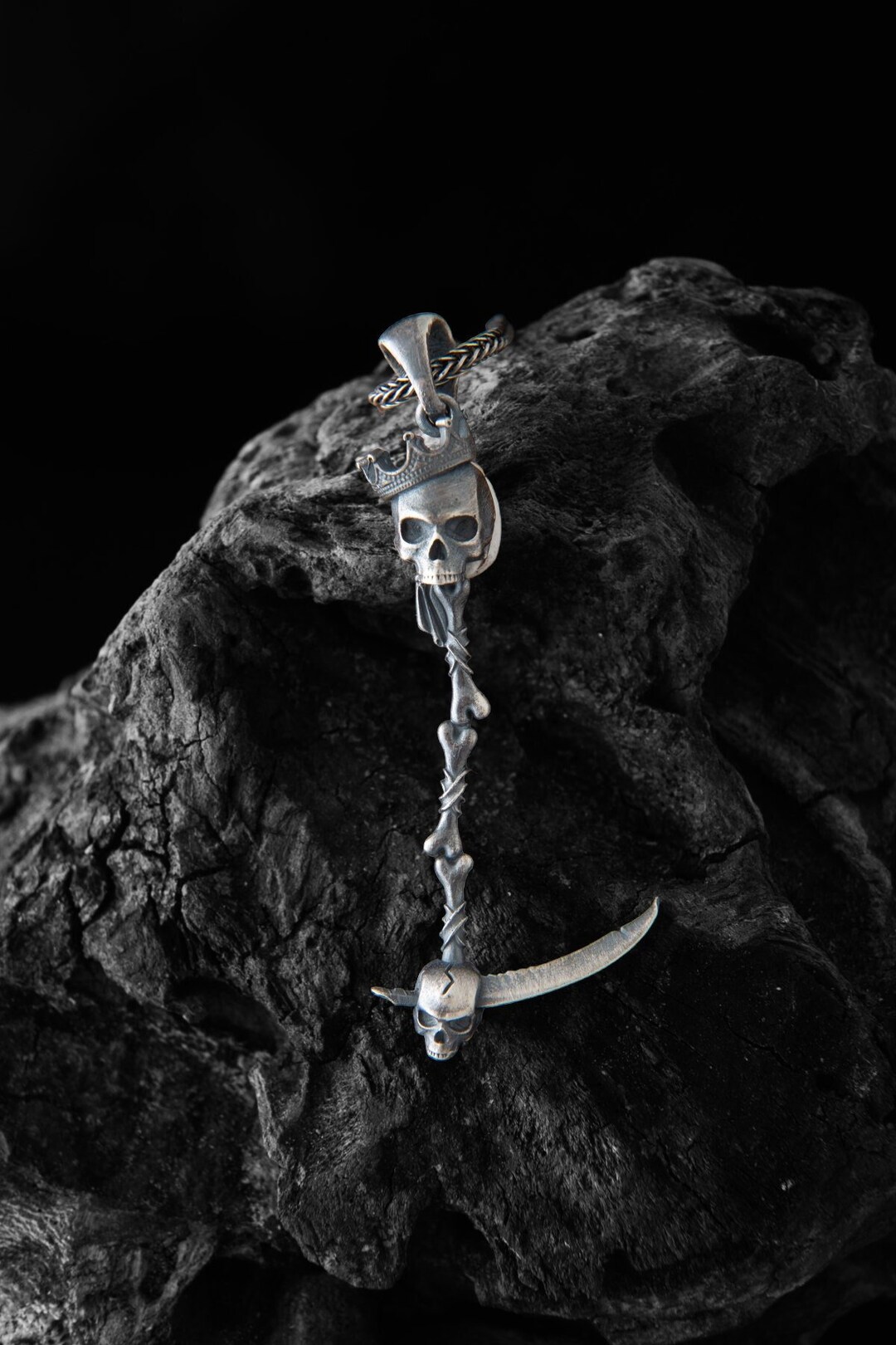 Grim Reaper Necklace, Sterling Silver Grim Reaper Pendant, Handmade ...