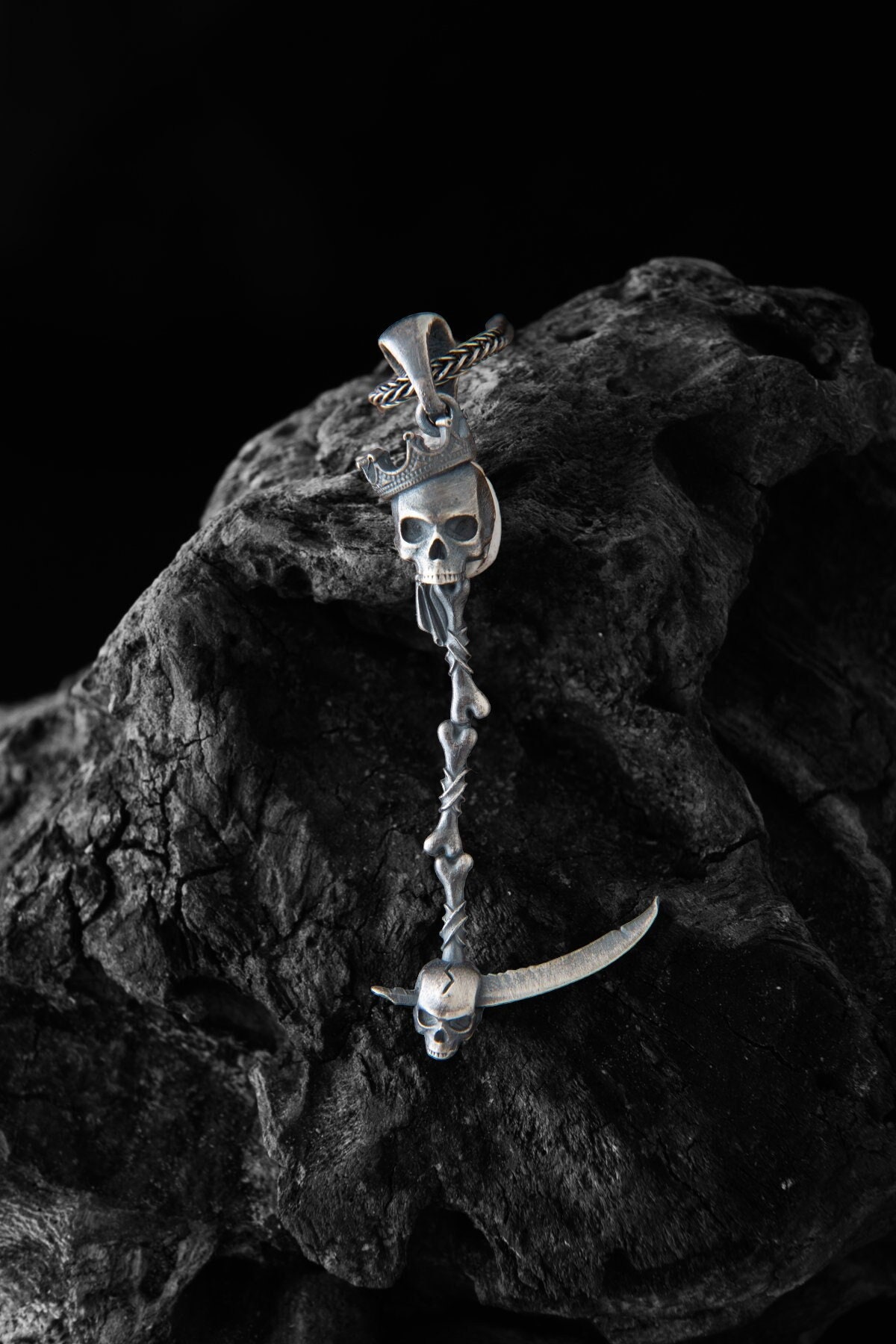 Grim Reaper Necklace Sterling Silver Grim Reaper Pendant - Etsy