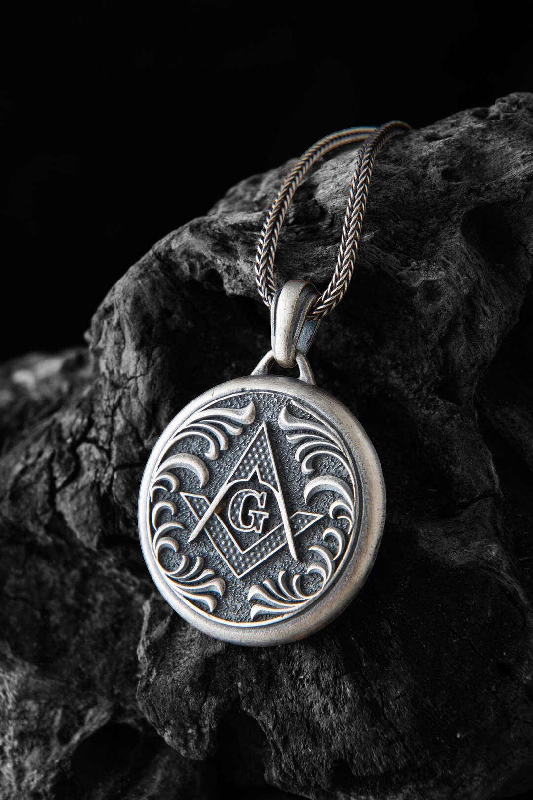 Masonic Symbol Necklace, Masonic Design Pendant, Features Intricate ...