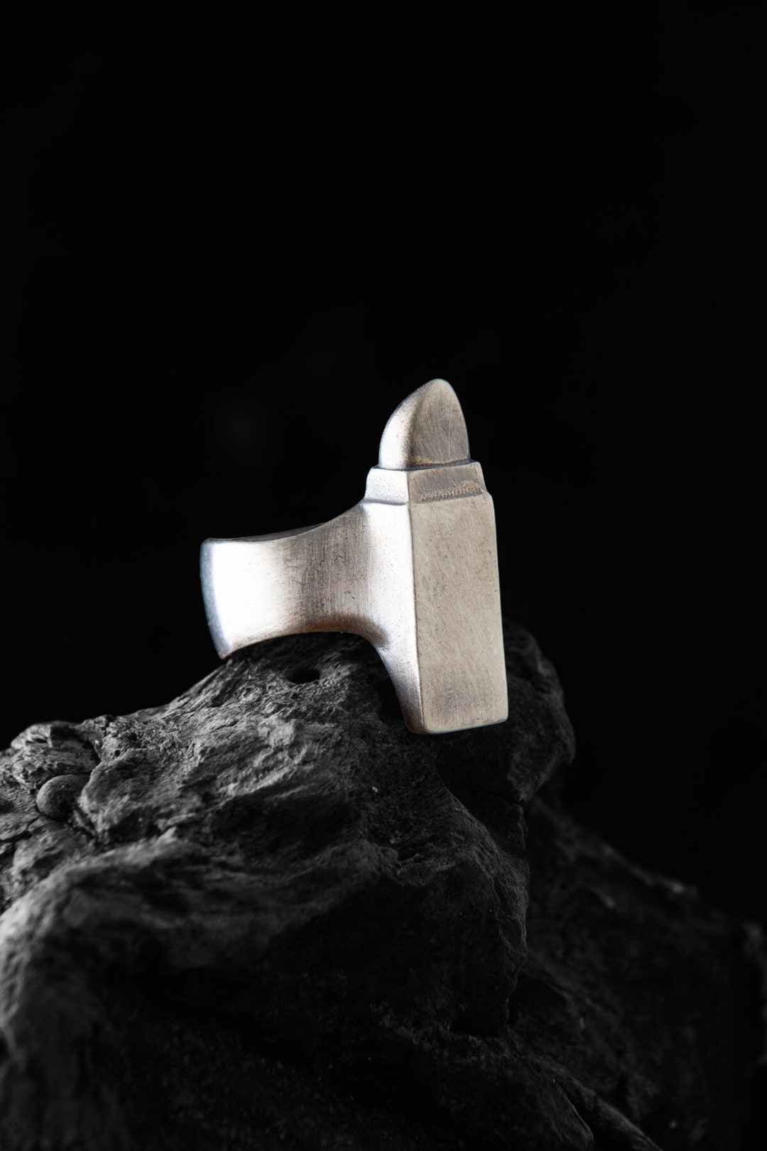 Aged Silver Anvil Ring, Silver Handmade Anvil Ring, Oxidized Silver ...