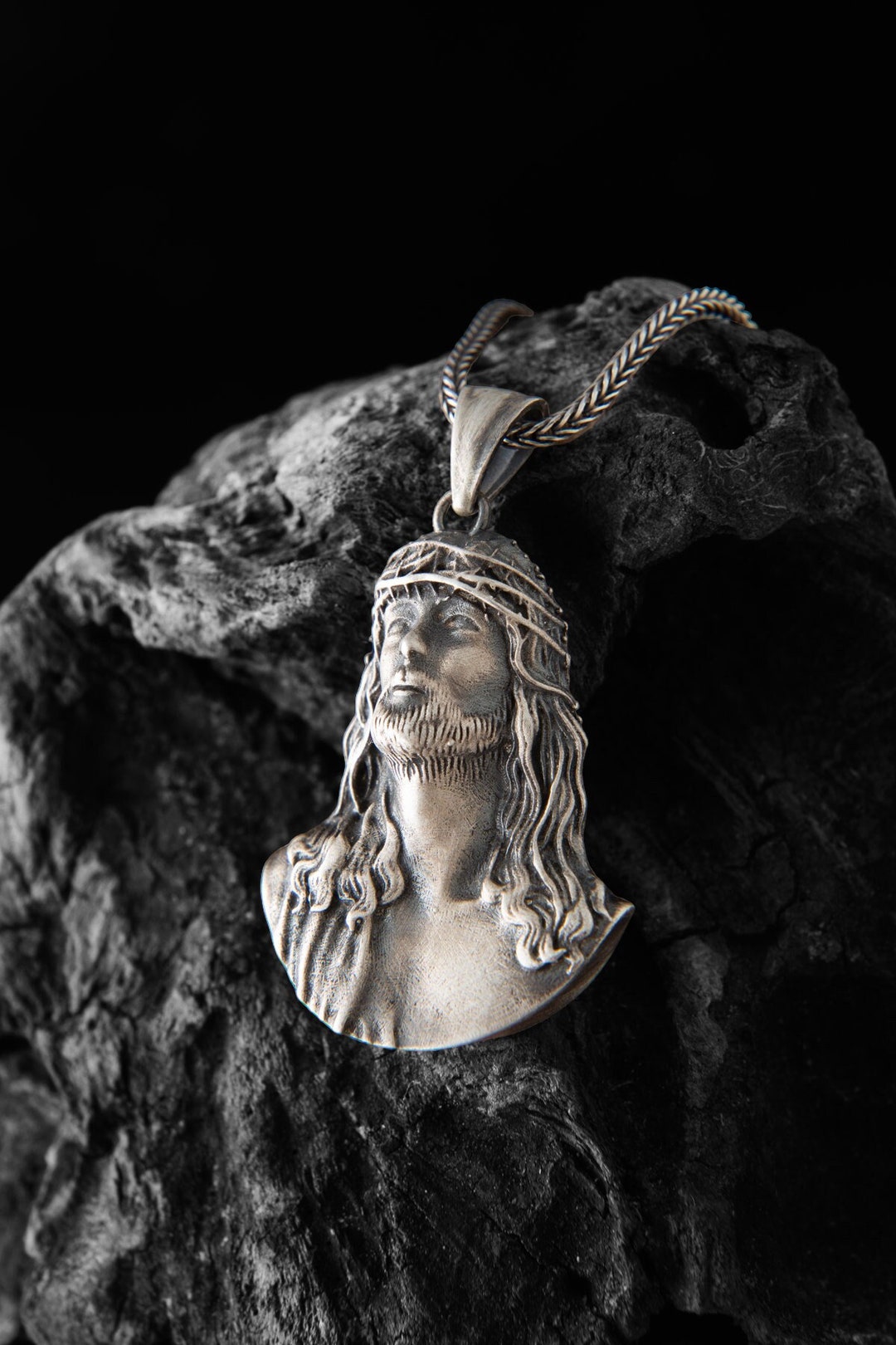 Jesus Head Religious Sterling Silver Pendant Jewelry ,thorn Crown ECCE ...