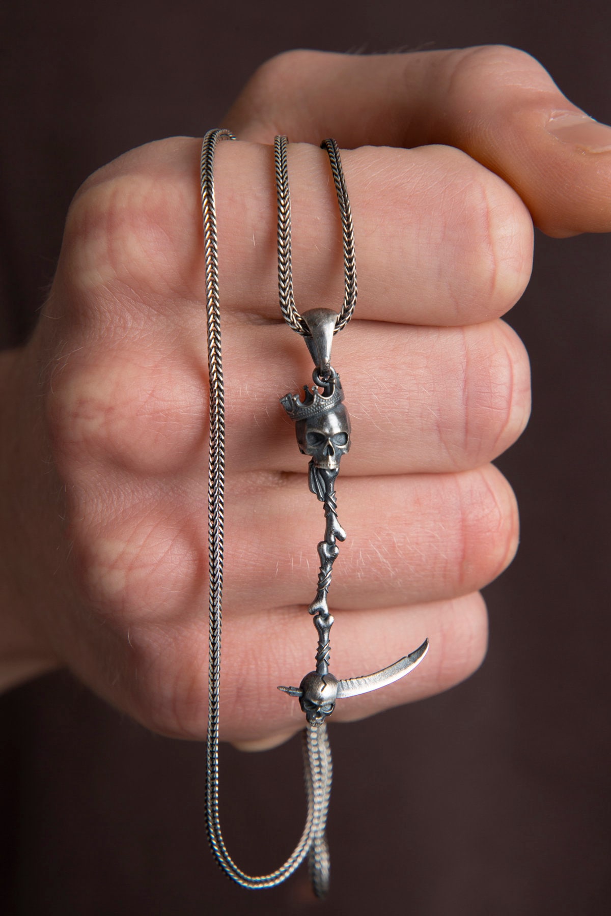 Grim Reaper Necklace Sterling Silver Grim Reaper Pendant - Etsy