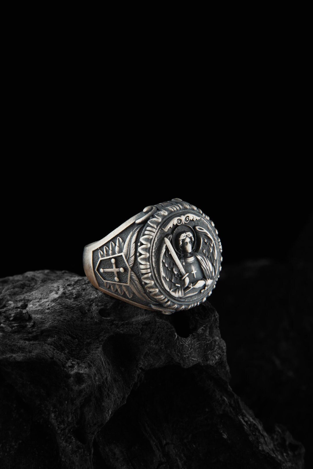 Silver Handmade Archangel Saint Michael Ring, Guardian of Church St ...