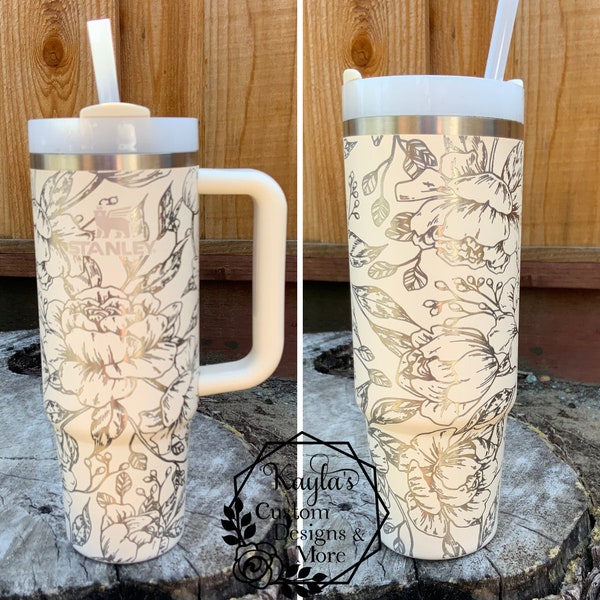 Stanley Tumbler Laser Engraved Floral - Etsy