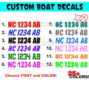 Boat Registration Numbers Hull Decals (one Set) PWC Jet Ski Vessel ID ...