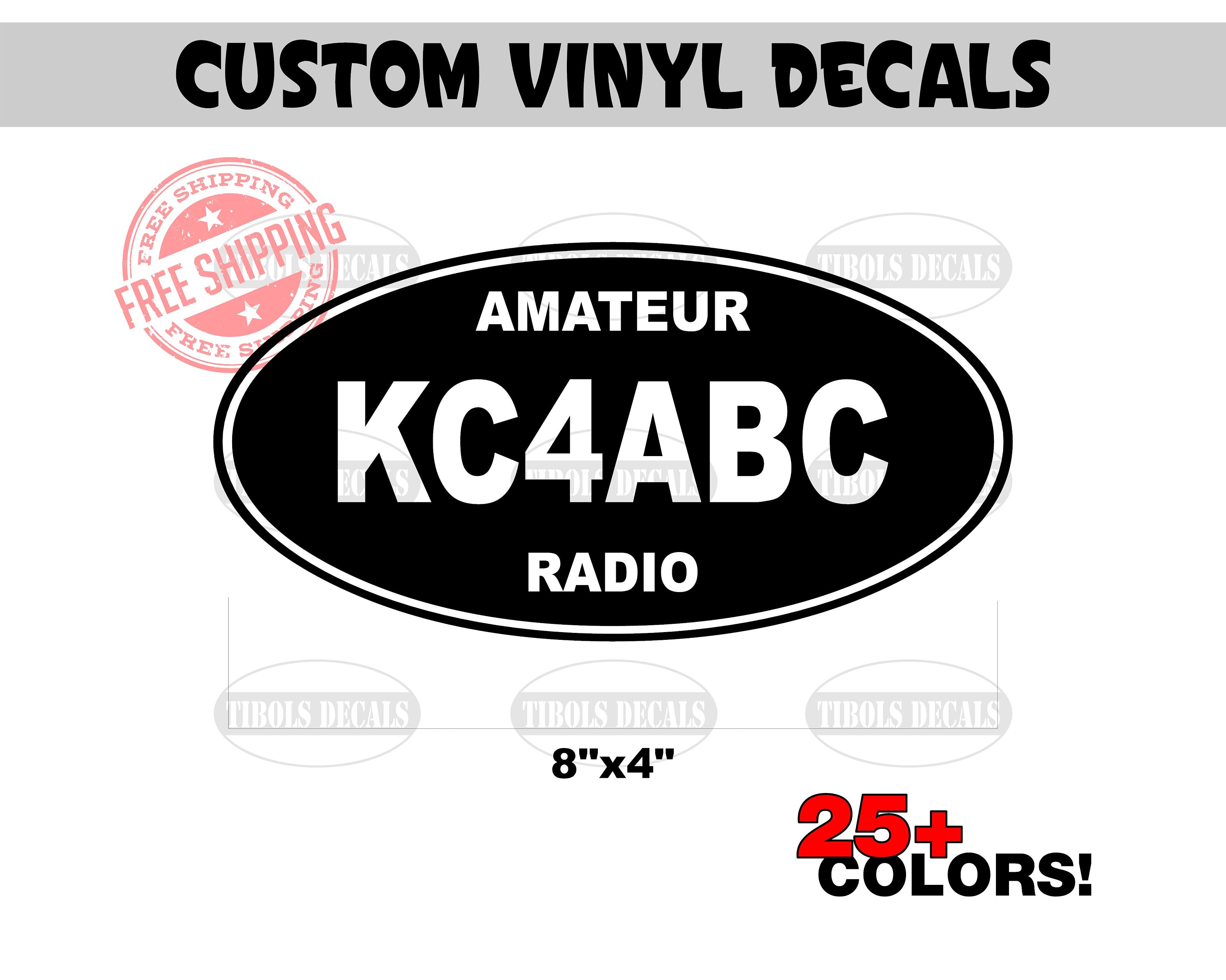 Ham Radio Call Sign Decal Oval - Amateur Radio Callsign Sticker Antenna ...