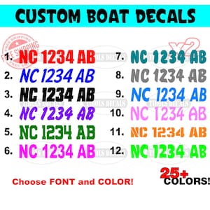Boat Registration Numbers Hull Decals (one Set) PWC Jet Ski Vessel ID ...