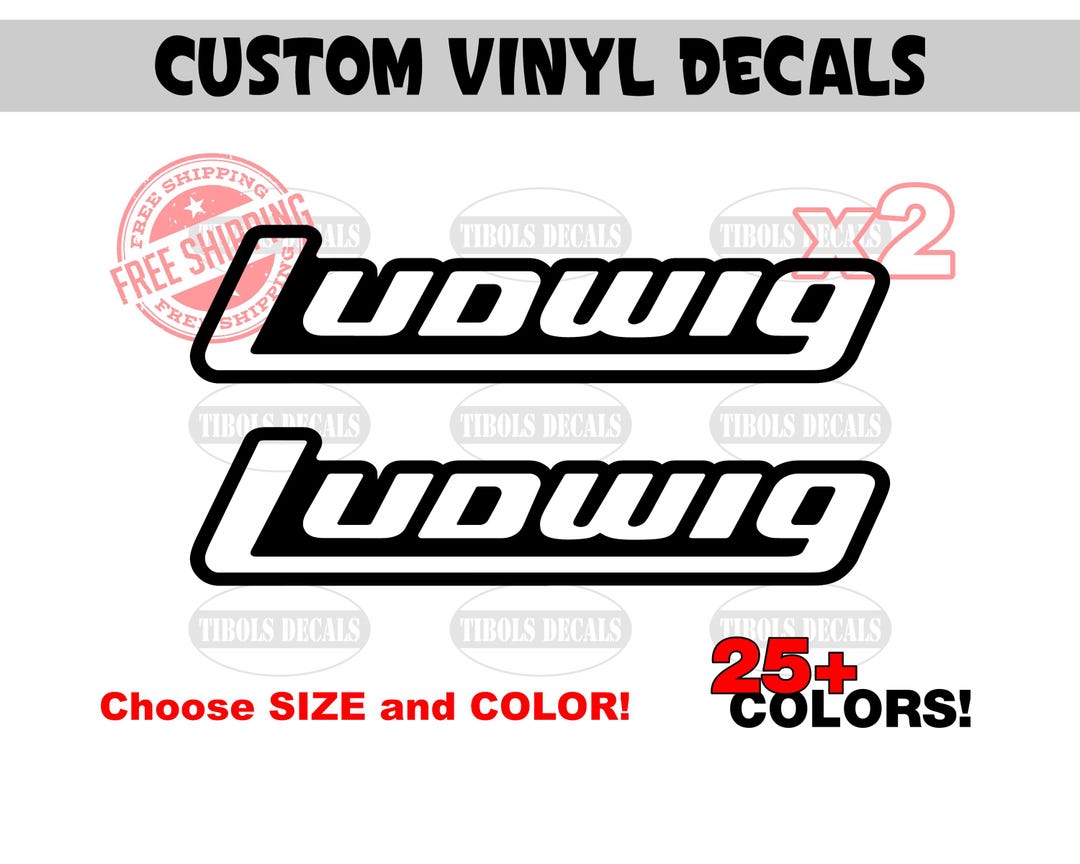 2x LUDWIG Outline Decals (1 Set) LUDWIG Vinyl Stickers, Bass Drum ...