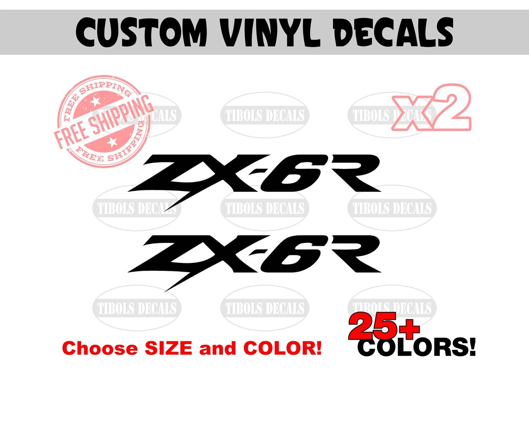 Kawasaki ZX-6R Decals Kawasaki Ninja ZX-6R Stickers (1 Set) Helmet ...