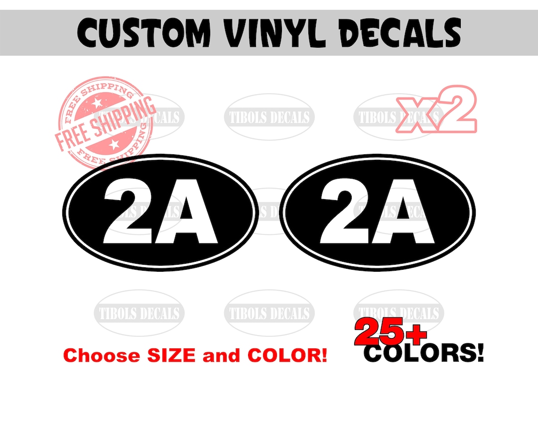 Two 2A Decals Second Amendment Stickers 1 Pair 2A Pro Gun AR15 M16 ...