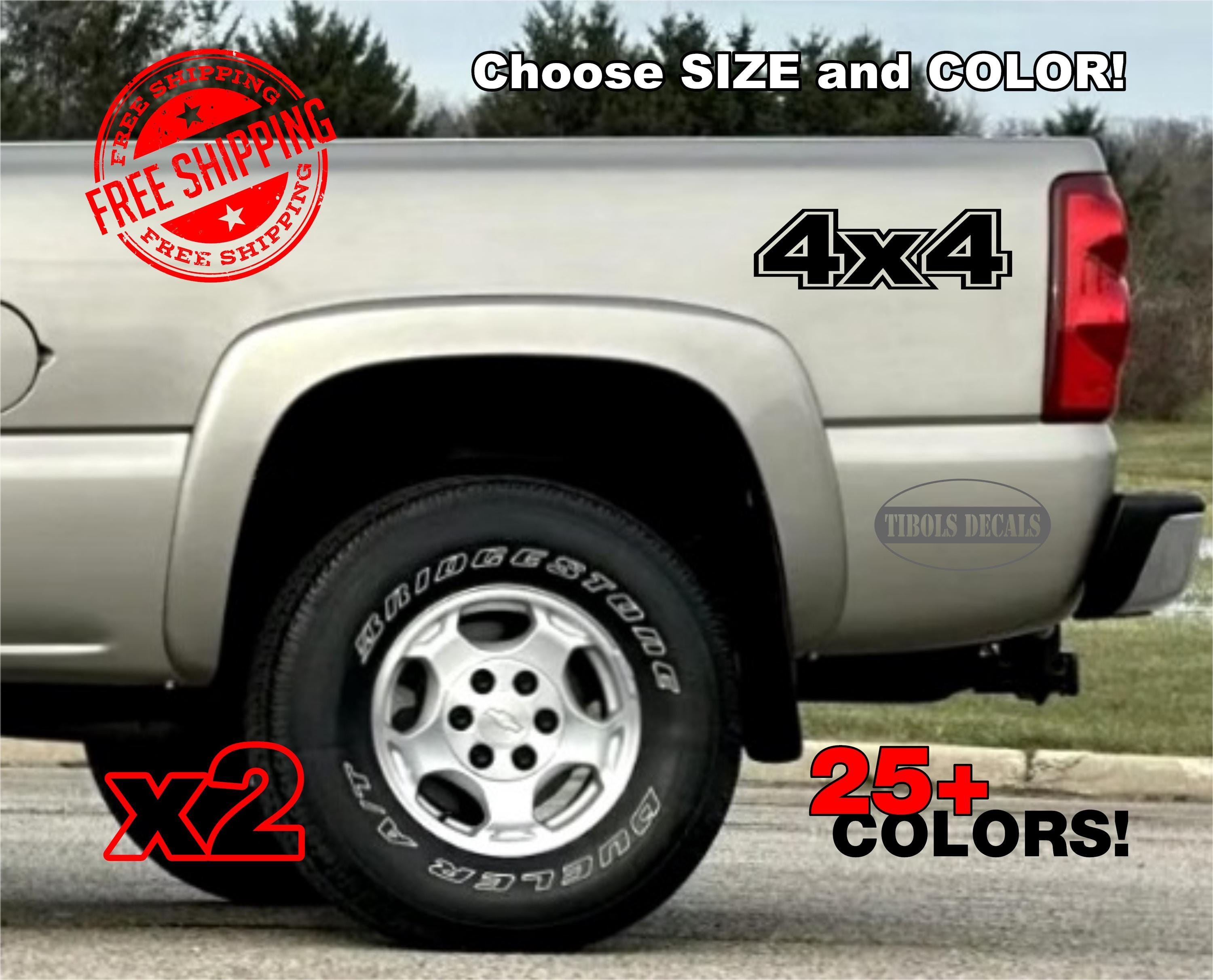 Two 4x4 Decals 4X4 Vinyl Stickers Fits Chevy Ford Dodge Jeep Toyota ...