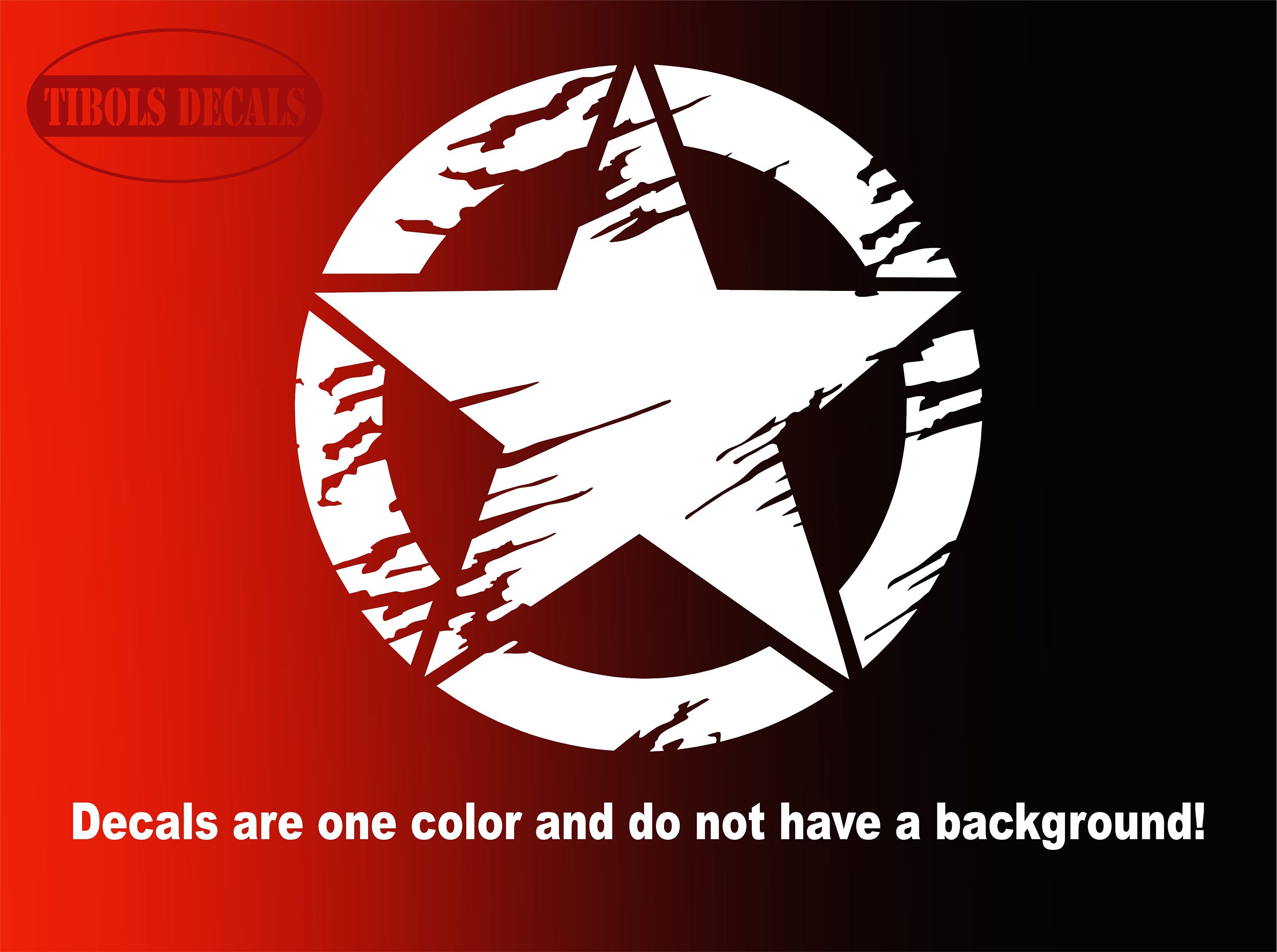 One Large Distressed Military Star Decal Army Star Sticker Vinyl Decals ...