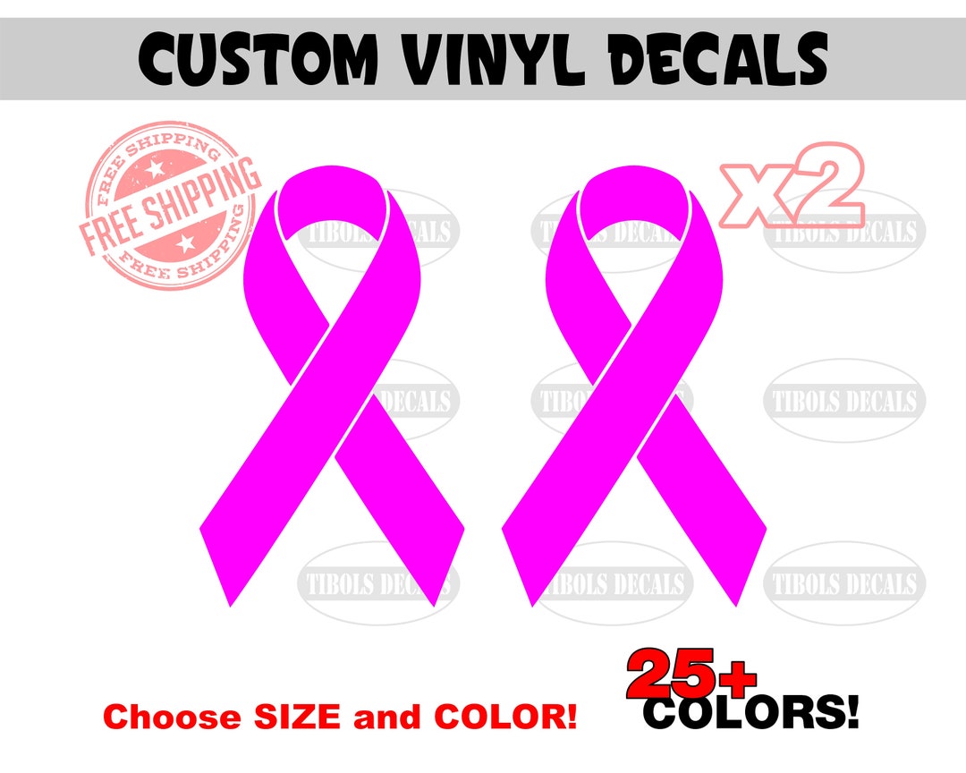 Two Cancer Awareness Ribbon Decals - Cancer Awareness Ribbon Stickers ...