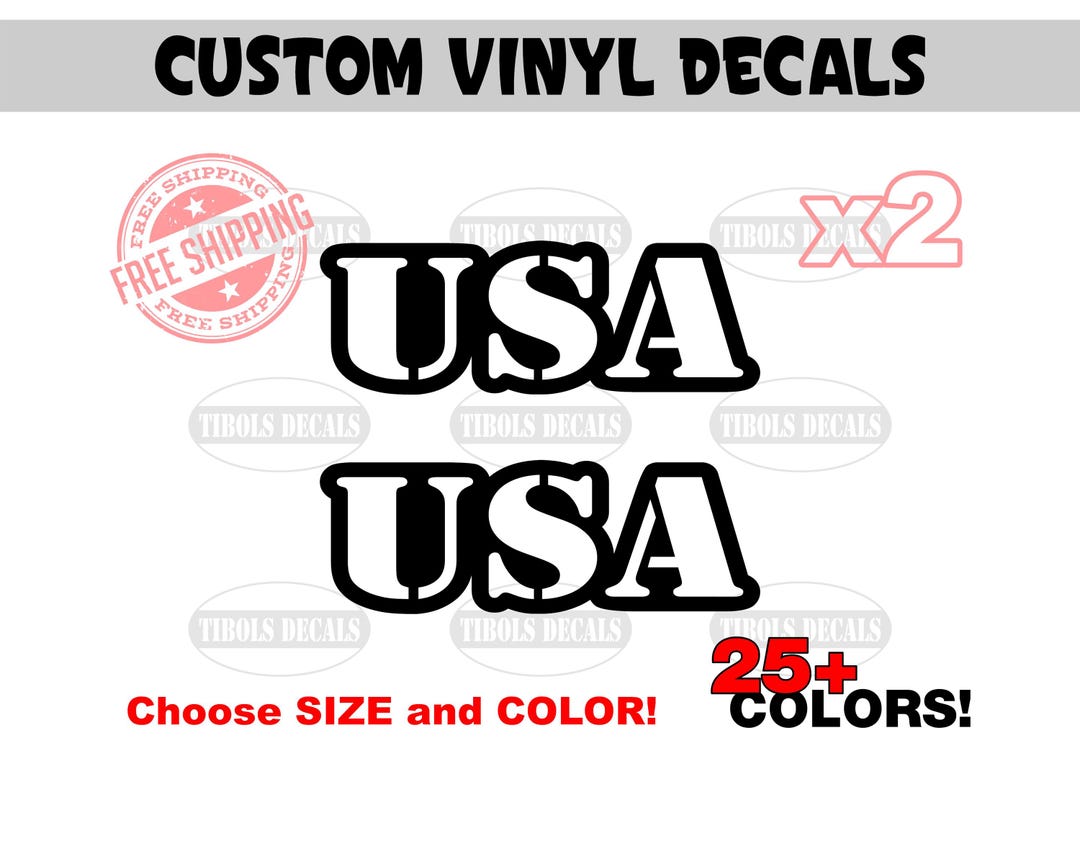 Two USA Outline Decals USA Stickers United States of America First ...