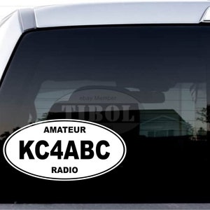 Ham Radio Call Sign Decal Oval - Amateur Radio Callsign Sticker Antenna Custom Decal Ham GMRS ...