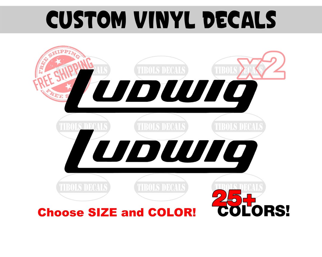 2x LUDWIG Decals (1 Set) LUDWIG Vinyl Stickers, Bass Drum Sticker ...