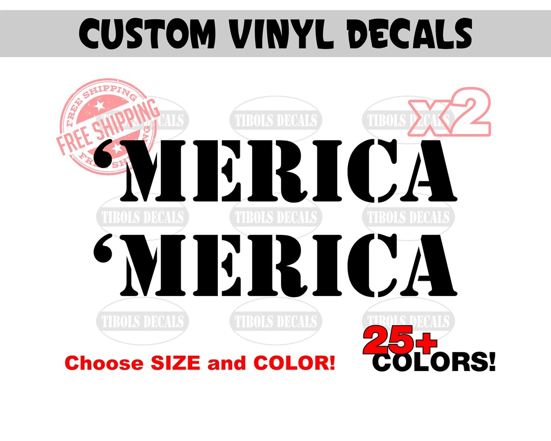 Two 'MERICA Decals America Stickers United States of America First ...