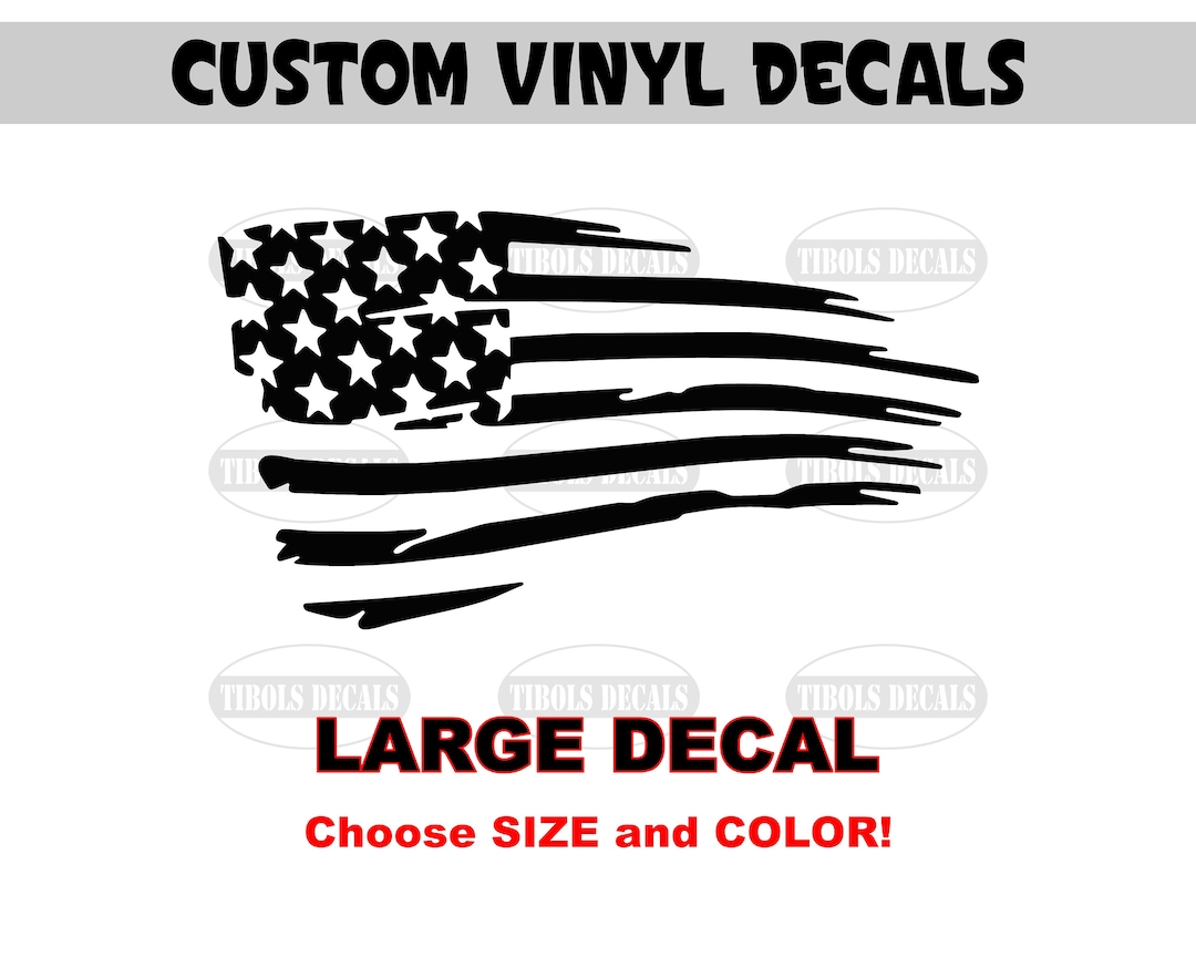 One Large USA Distressed Flag Decal Ripped Torn US Distressed American ...