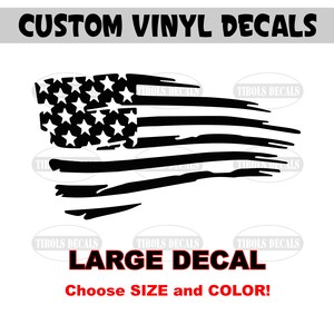 One Large USA Distressed Flag Decal Ripped Torn US Distressed American ...