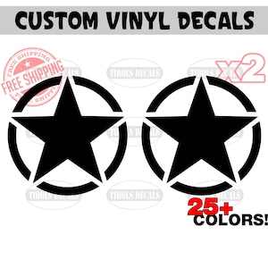 Two Military Star Decals Star Sticker Vinyl Decals Fit Jeep Toyota ...