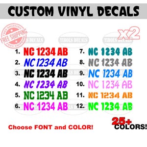 Boat Registration Numbers Hull Decals one Set PWC Jet Ski Vessel ID ...