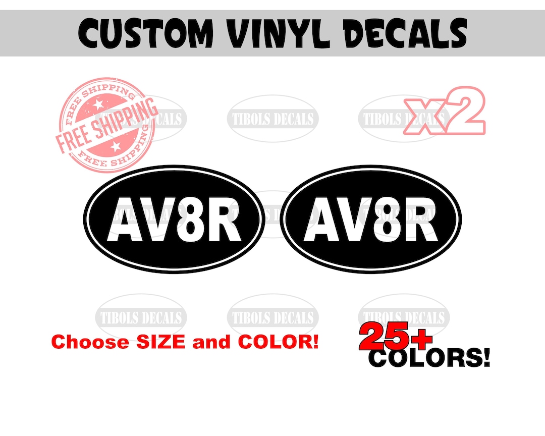 Two Oval AV8R Decals (1 Set) Aviator Pilot Stickers Airplane Flying ...