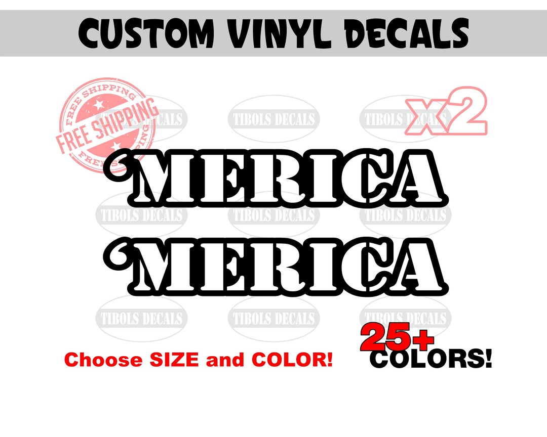 Two 'MERICA Outline Decals America Stickers United States of America ...
