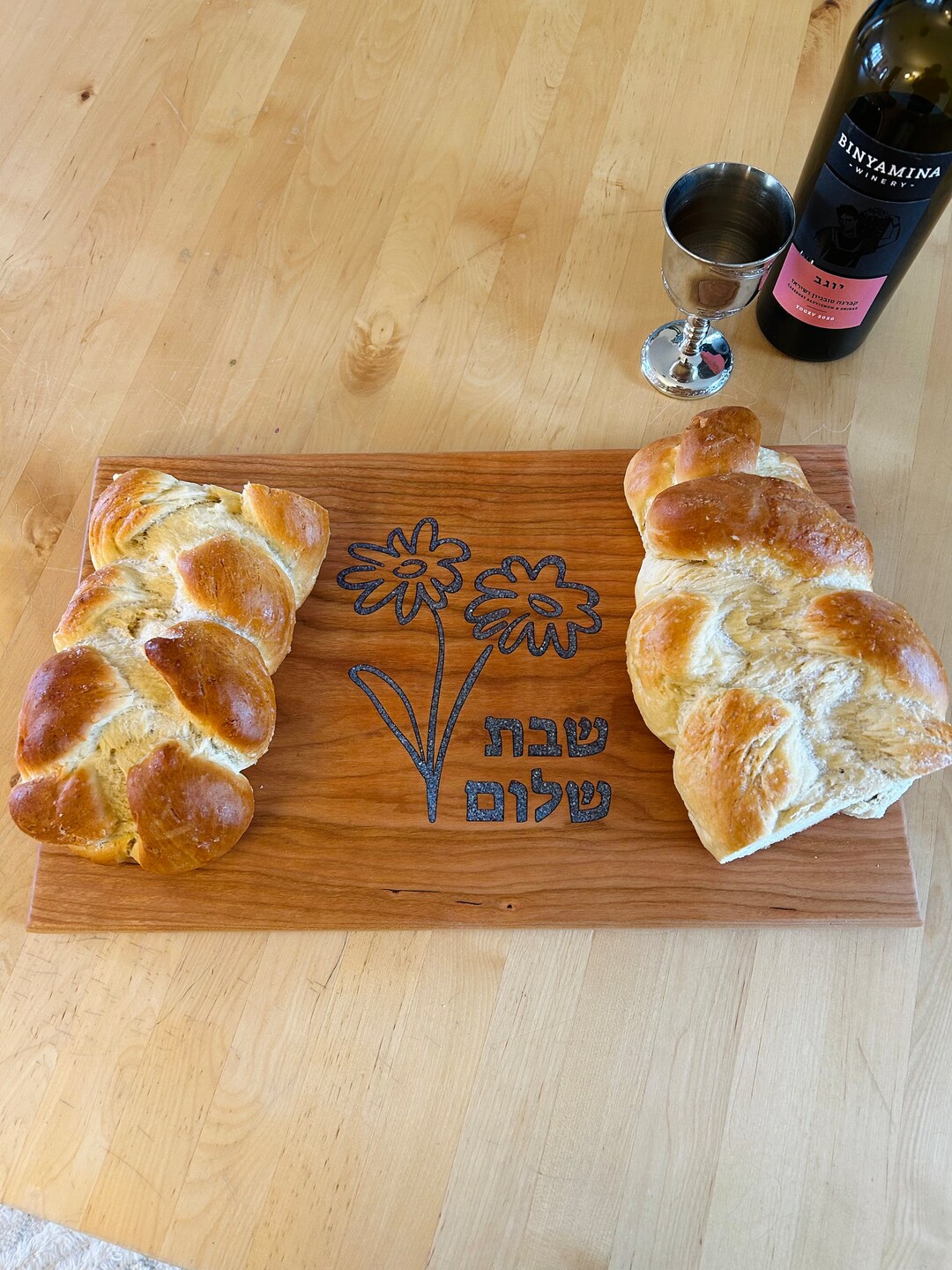 Handmade Wild Cherry Challah Board With Resin Inlay Modern Judaica ...