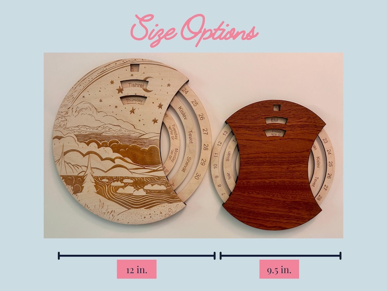 Perpetual Hebrew Calendar With Lunar Scene | Handcrafted Modern Jewish ...