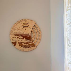 Perpetual Hebrew Calendar With Lunar Scene | Handcrafted Modern Jewish ...