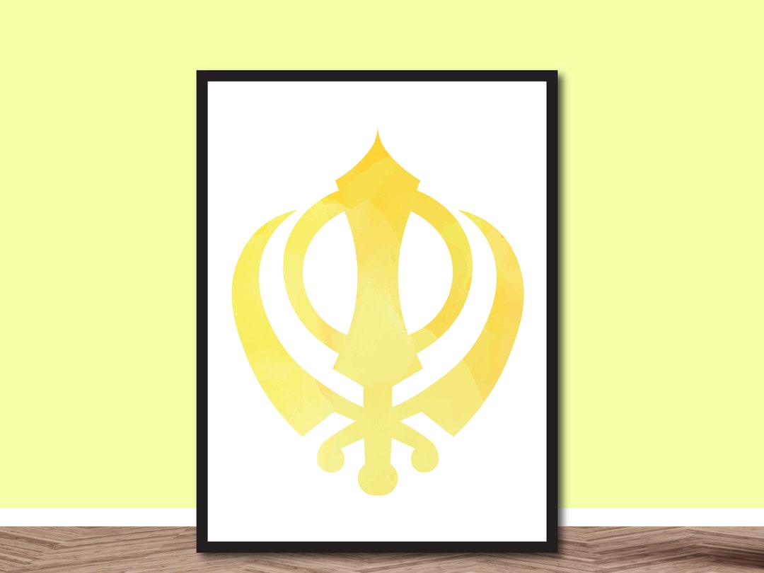 Yellow Khanda Poster, Khanda Symbol, Sikhi, Punjabi Art, Sikh, Room ...