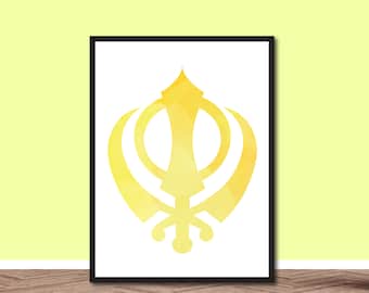 Blue Khanda Poster, Khanda Symbol, Sikhi, Punjabi Art, Sikh, Room Decor ...