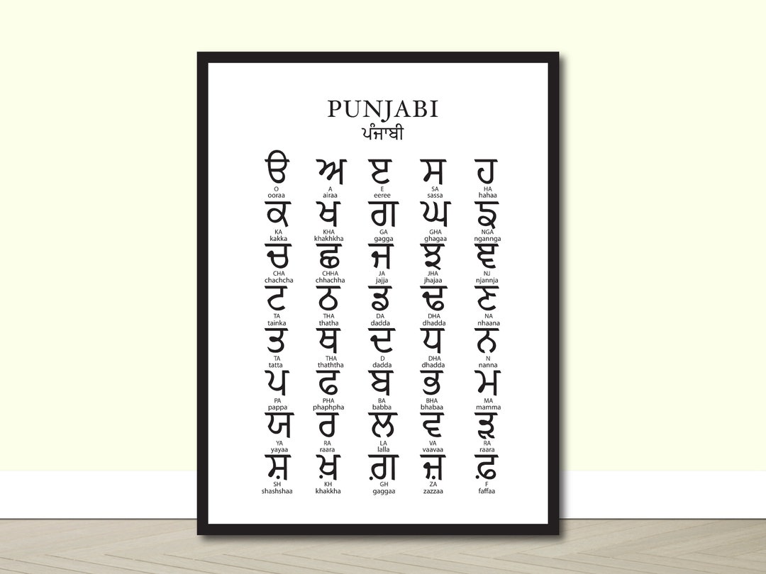 Black Punjabi Alphabet, Sikh, Print, Playroom Decor, Gurmukhi Alphabet ...