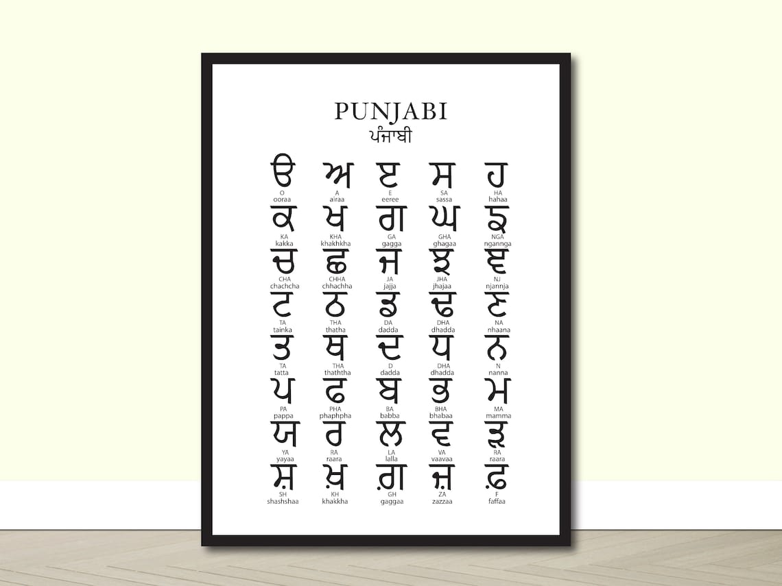Black Punjabi Alphabet, Sikh, Print, Playroom Decor, Gurmukhi Alphabet ...