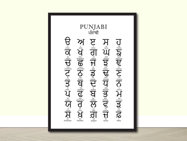 Black Punjabi Alphabet, Sikh, Print, Playroom Decor, Gurmukhi Alphabet ...