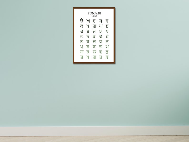 Green Gurmukhi Alphabet, Sikh, Punjabi, Playroom Decor, Printable ...