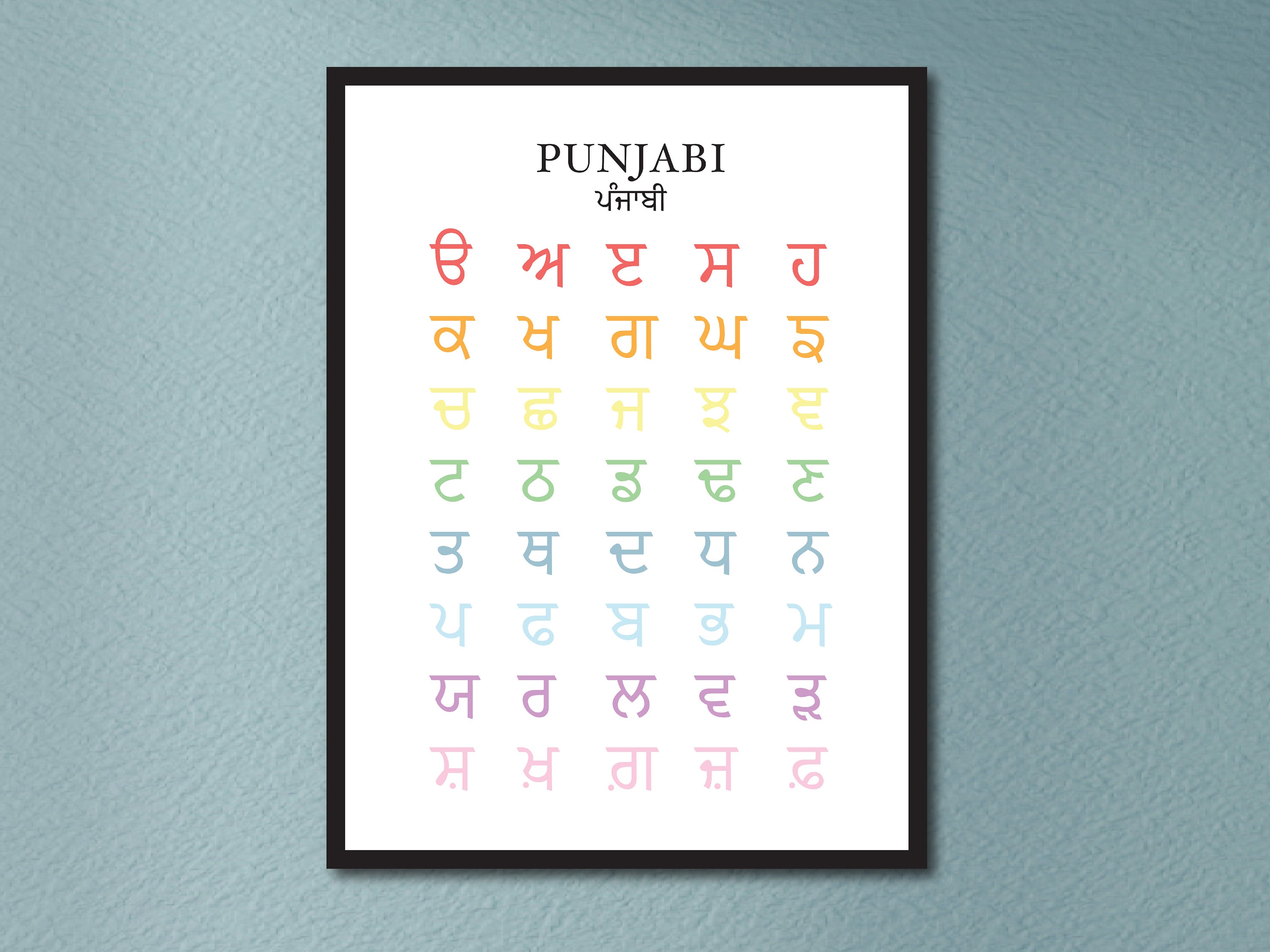 Pastel Gurmukhi Alphabet, Sikh, Punjabi, Playroom Decor, Printable ...