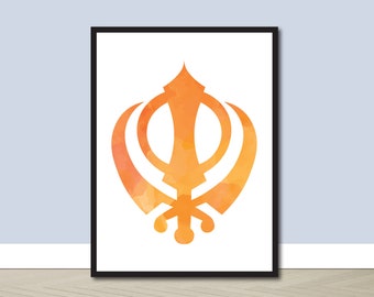 Blue Khanda Poster, Khanda Symbol, Sikhi, Punjabi Art, Sikh, Room Decor ...