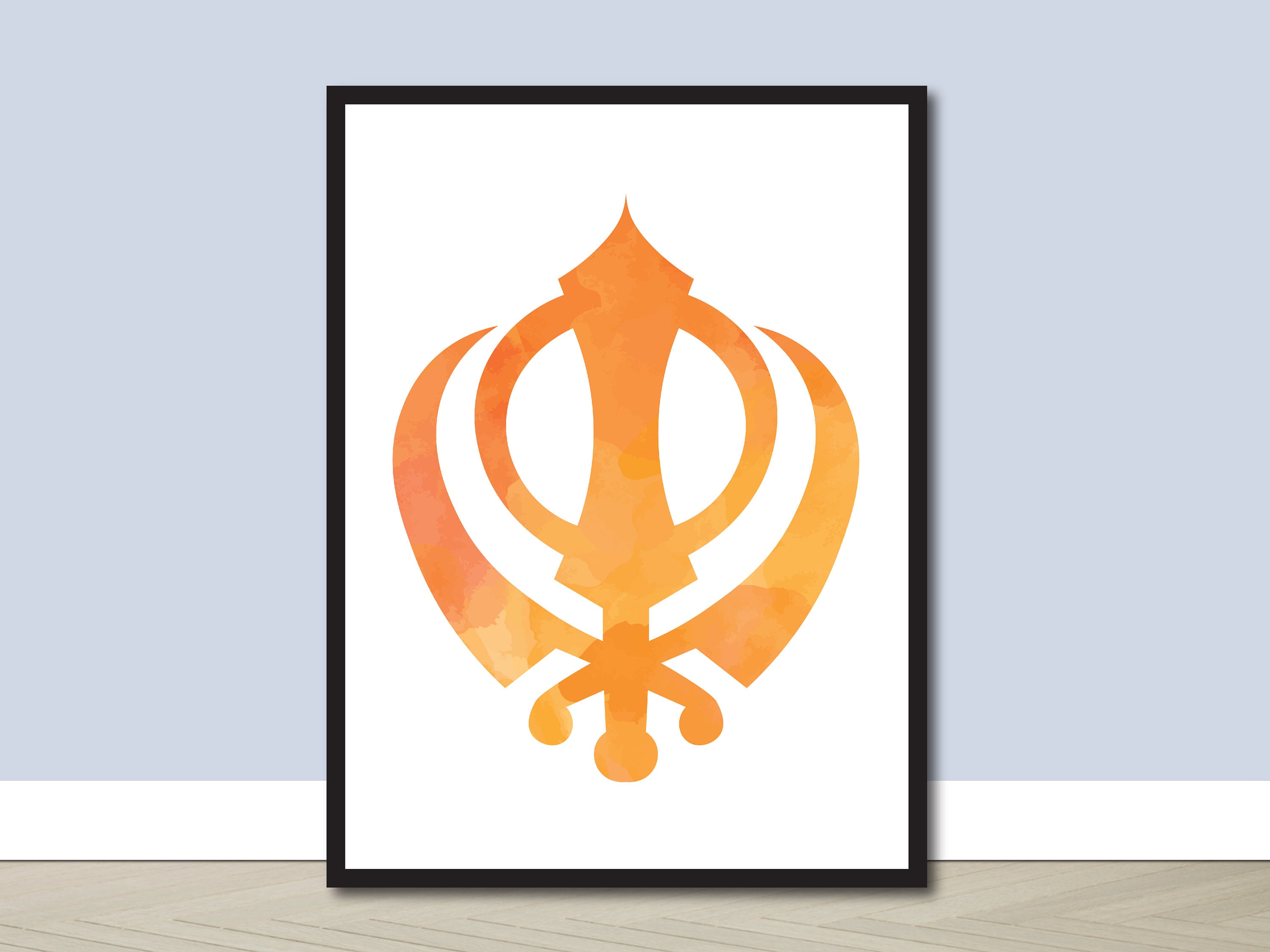 Orange Khanda Poster, Khanda Symbol, Sikhi, Punjabi Art, Sikh, Room ...