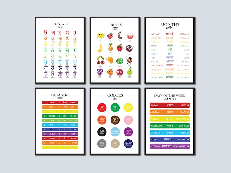 Learn Punjabi Bundle, Rainbow, Educational Punjabi Art, Sikh, Playroom ...