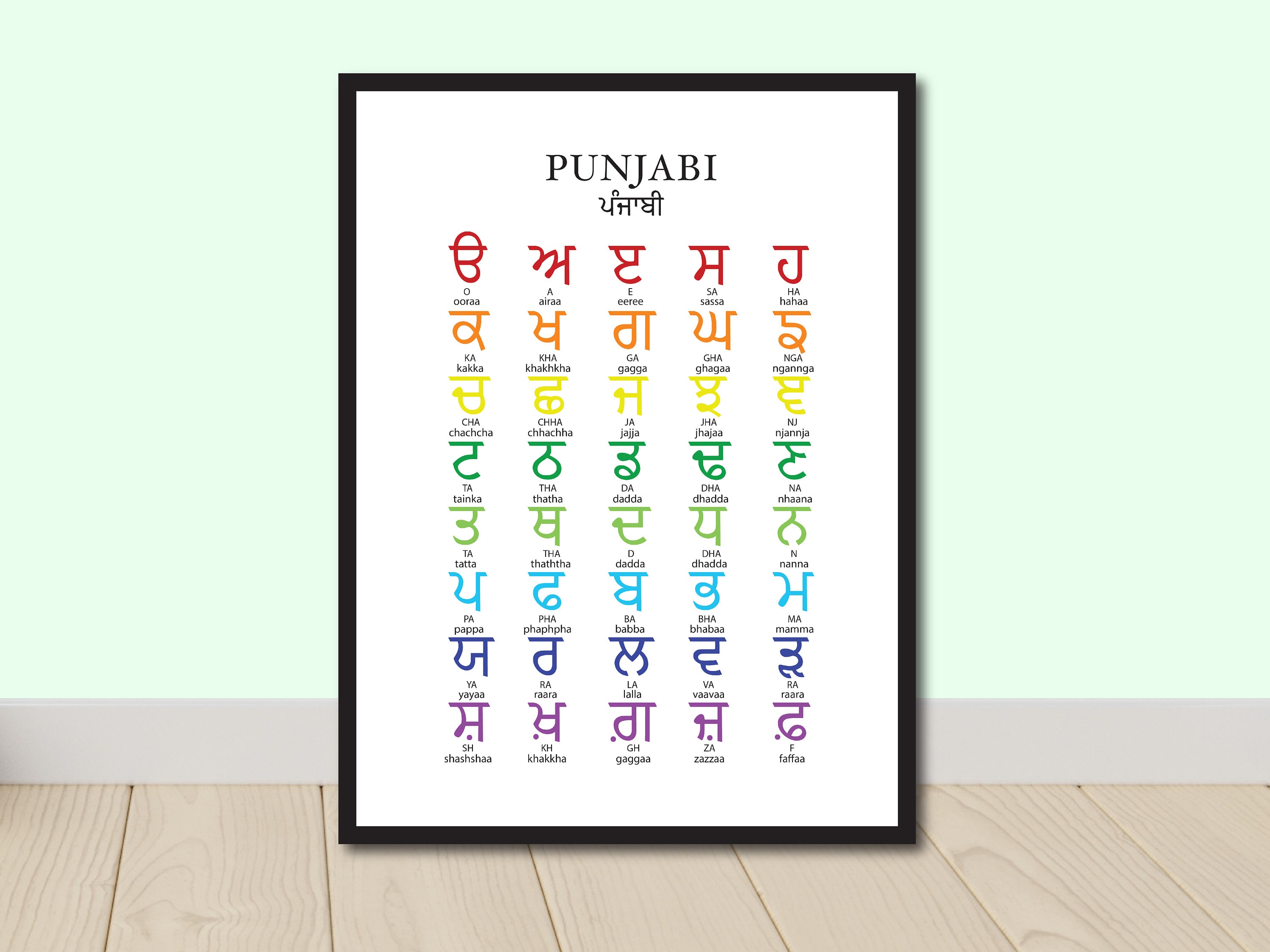 Rainbow Punjabi Alphabet, Sikh, Playroom Decor,print, Gurmukhi Alphabet ...