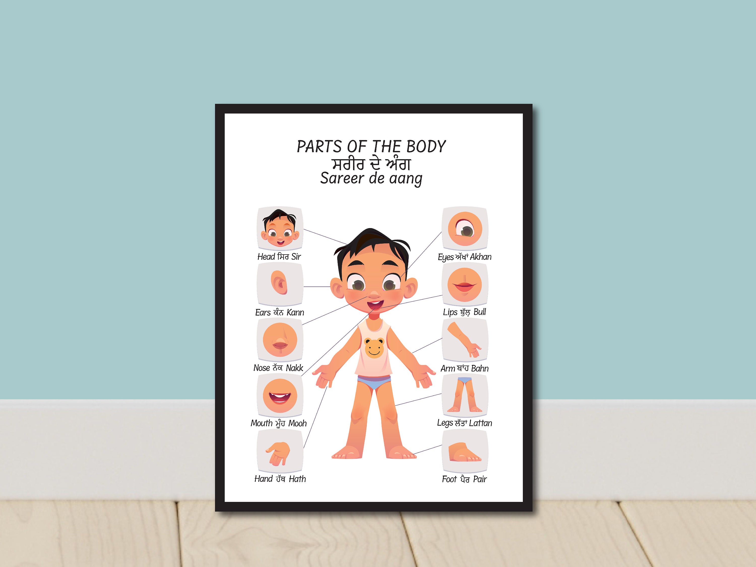 Parts of the Body in Punjabi, Punjabi Educational Poster, Sikh ...