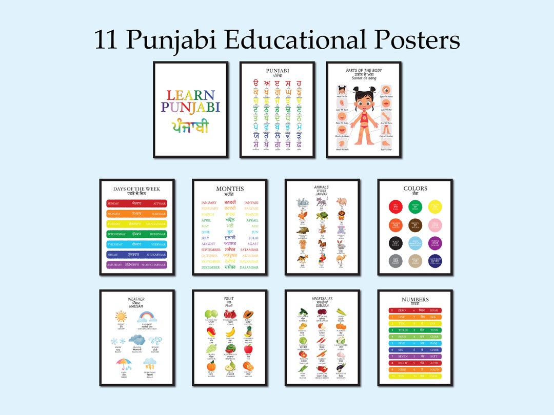 Learn Punjabi Bundle, Colorful, Educational Punjabi Art, Sikh, Gurmukhi ...