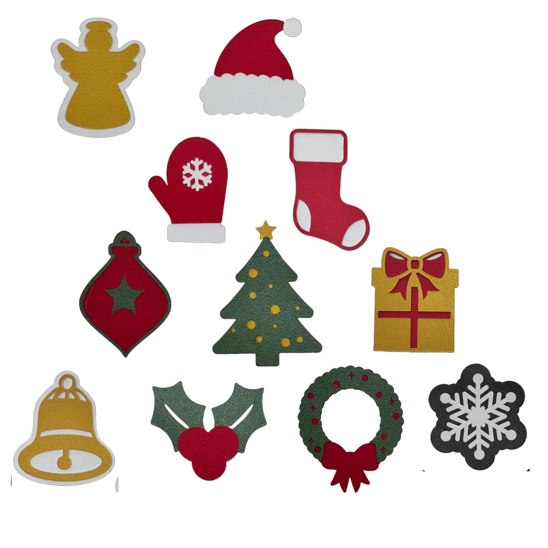 Christmas Cut Outs Embellishments Shimmer - Etsy