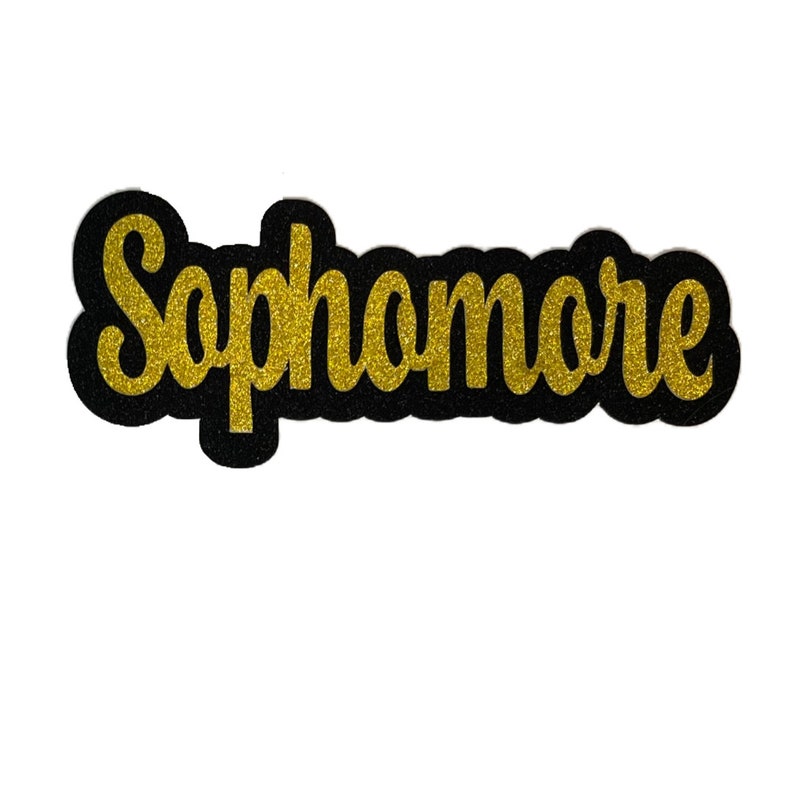 Glitter sophomore Homecoming Mum Prom Graduation Cut Out Tag Topper - Etsy