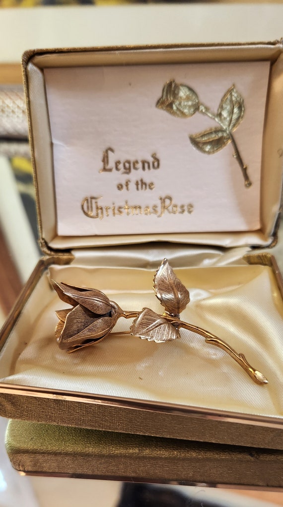 1970's Giovanni Vintage Gold Tone Rose Brooch - Gem