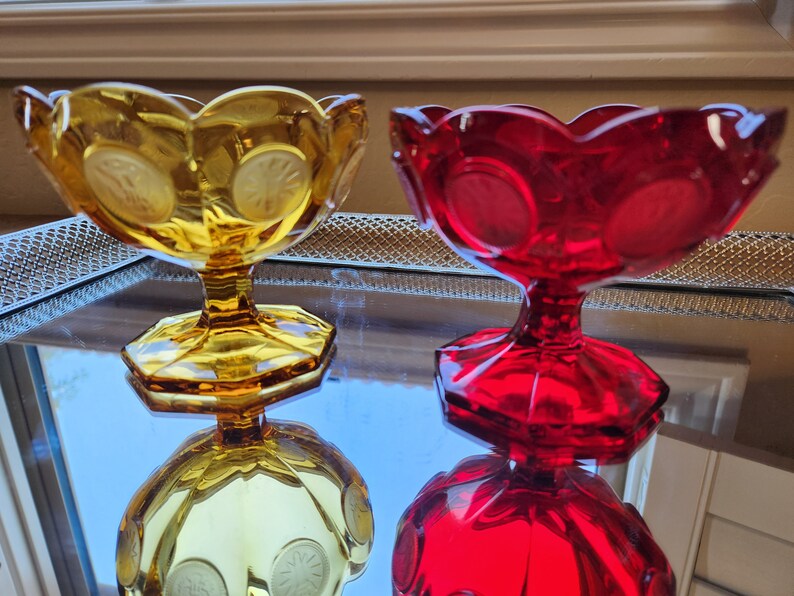 1967 Fostoria Gold or Ruby Red Coin Dot Scalloped Candy Dish - Etsy