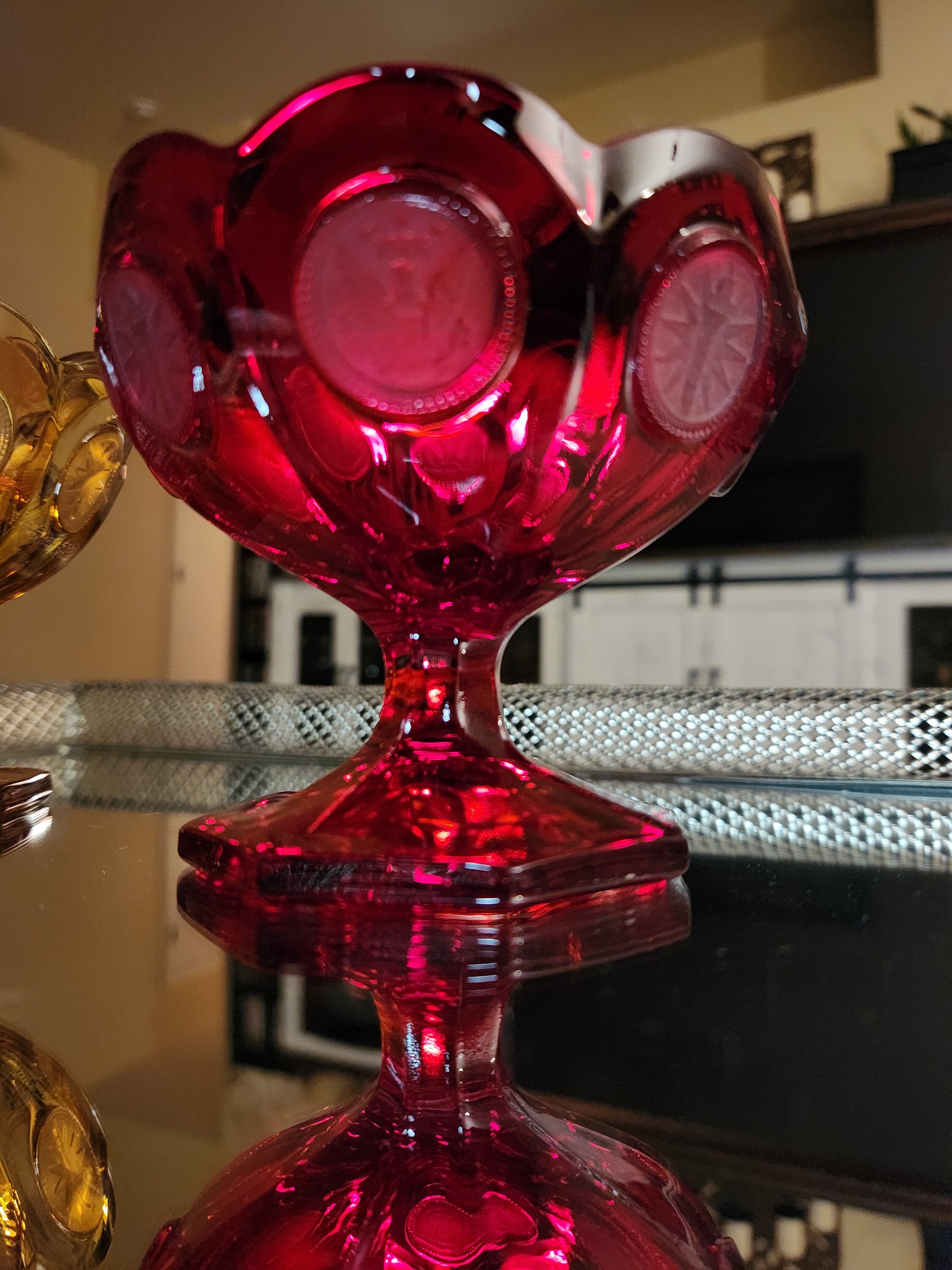 1967 Fostoria Gold or Ruby Red Coin Dot Scalloped Candy Dish - Etsy