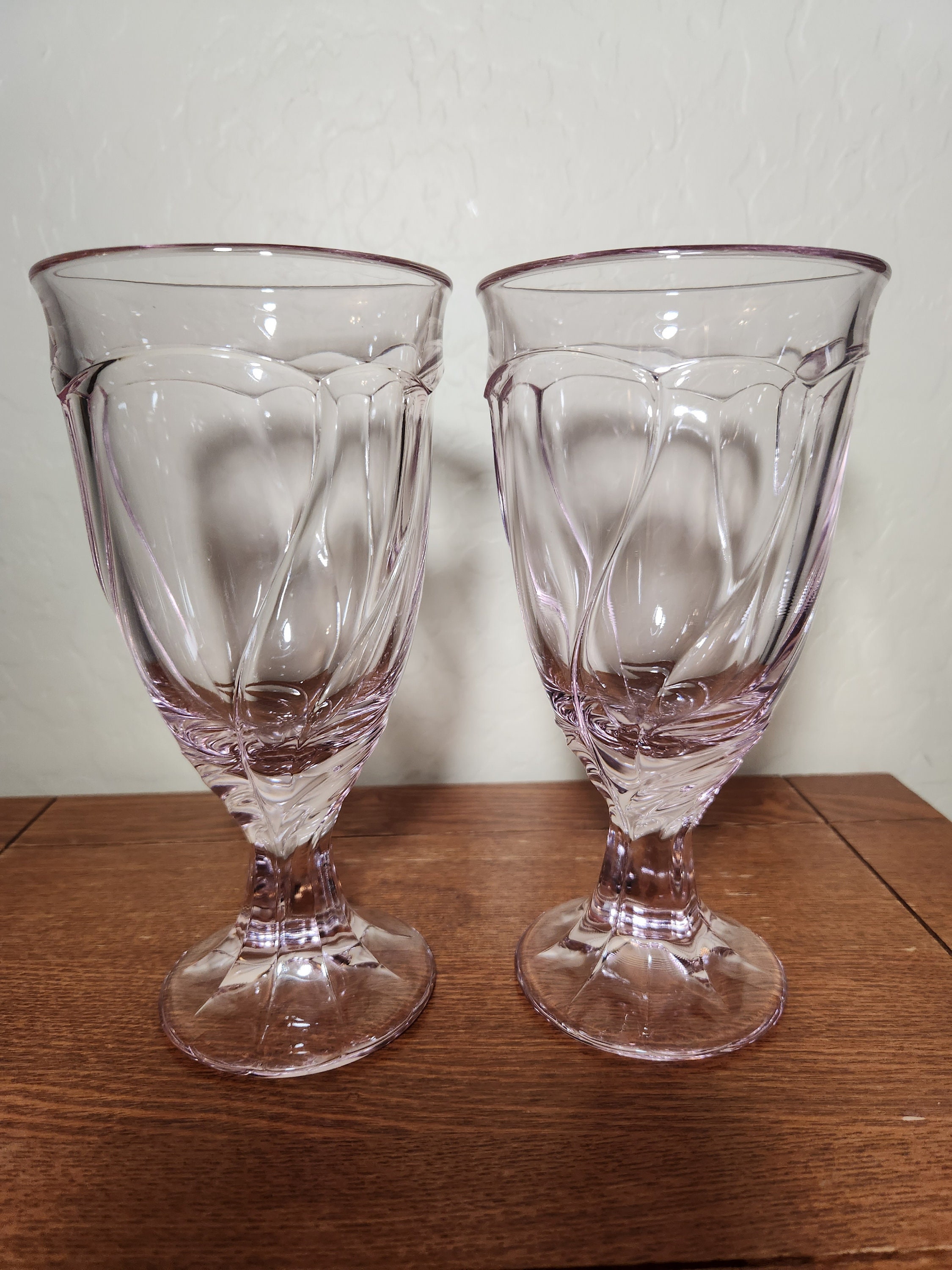 Noritake Sweet Swirl Large Pink Wine/water Goblet Glasses - Etsy